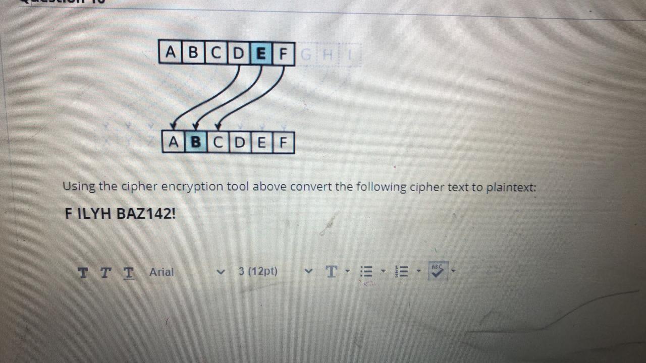 Solved ABCDEFGHI ABCDEF Using the cipher encryption tool | Chegg.com