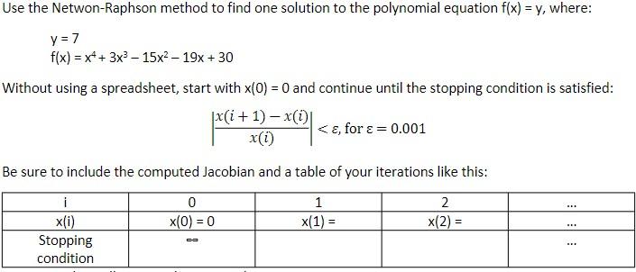 Solved Use the Netwon-Raphson method to find one solution to | Chegg.com