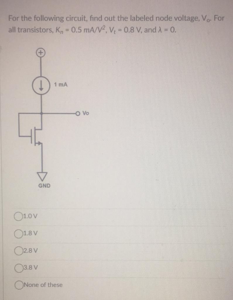 Solved For the following circuit, find out the labeled node | Chegg.com