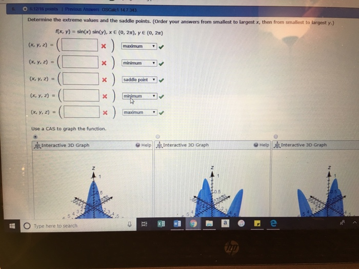 Solved Determine the extreme values and the saddle points. | Chegg.com