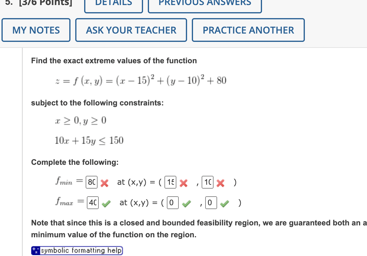 Solved Find the exact extreme values of the function | Chegg.com