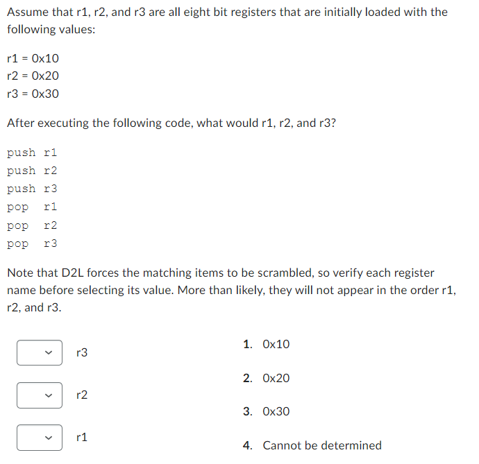 Solved Assume that r1,r2, and r3 are all eight bit registers | Chegg.com