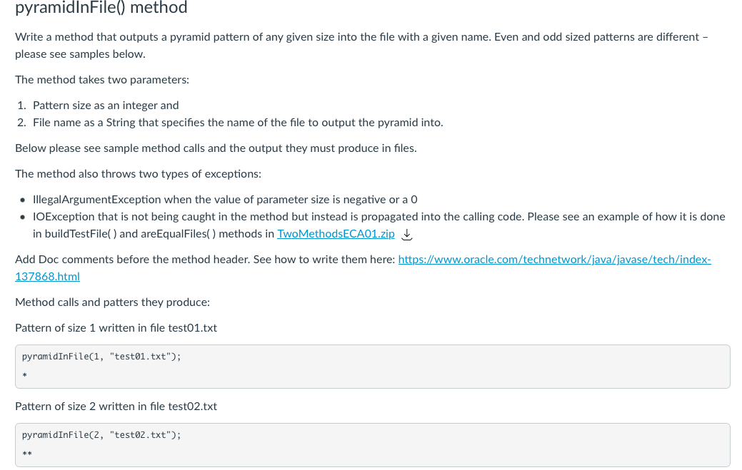 Solved pyramidInFile() method Write a method that outputs a | Chegg.com