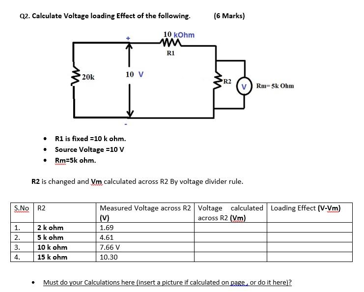 Solved Q2. Calculate Voltage loading Effect of the | Chegg.com