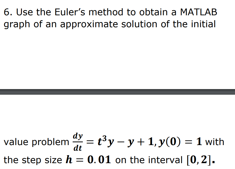 Solved Use the Euler's method to obtain a MATLABgraph of an | Chegg.com