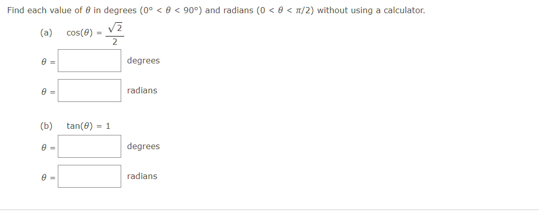 Solved Find each value of in degrees (0°