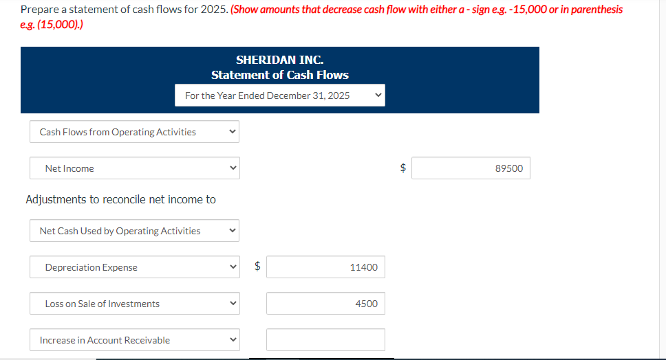 Solved Prepare a statement of cash flows for 2025. (Show | Chegg.com