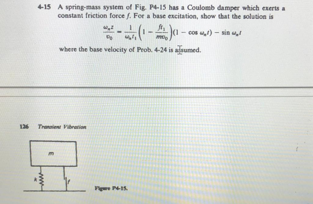 Solved 4-15 A spring-mass system of Fig. P4-15 has a Coulomb | Chegg.com