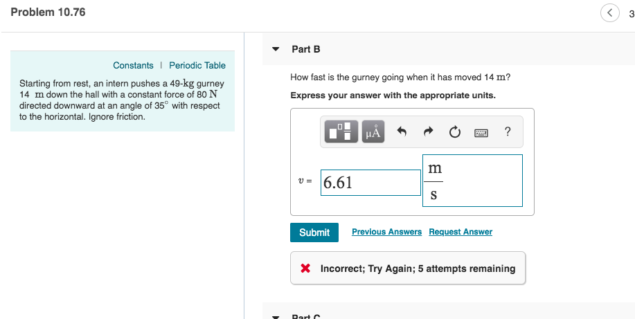 Solved Problem 10.76 Part B Constants Periodic Table How | Chegg.com