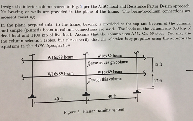 Solved Design the interior column shown in Fig. 2 per the | Chegg.com
