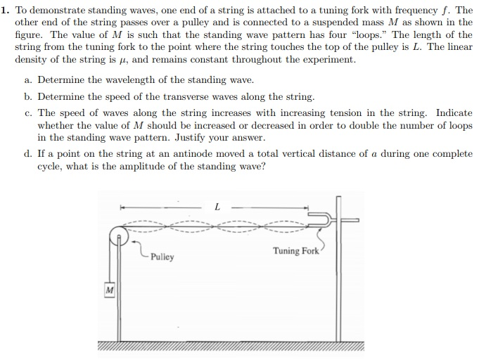 Solved 1. To demonstrate standing waves, one end of a string | Chegg.com