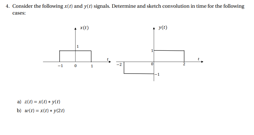 Solved 4. Consider the following x(t) and y(t) signals. | Chegg.com