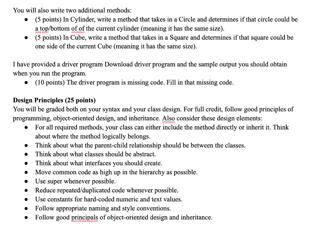 Solved Write a collection of classes to describe the | Chegg.com