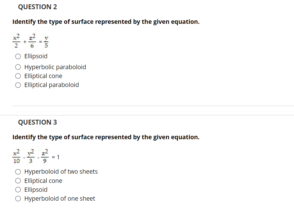 Solved Identify the type of surface represented by the given | Chegg.com