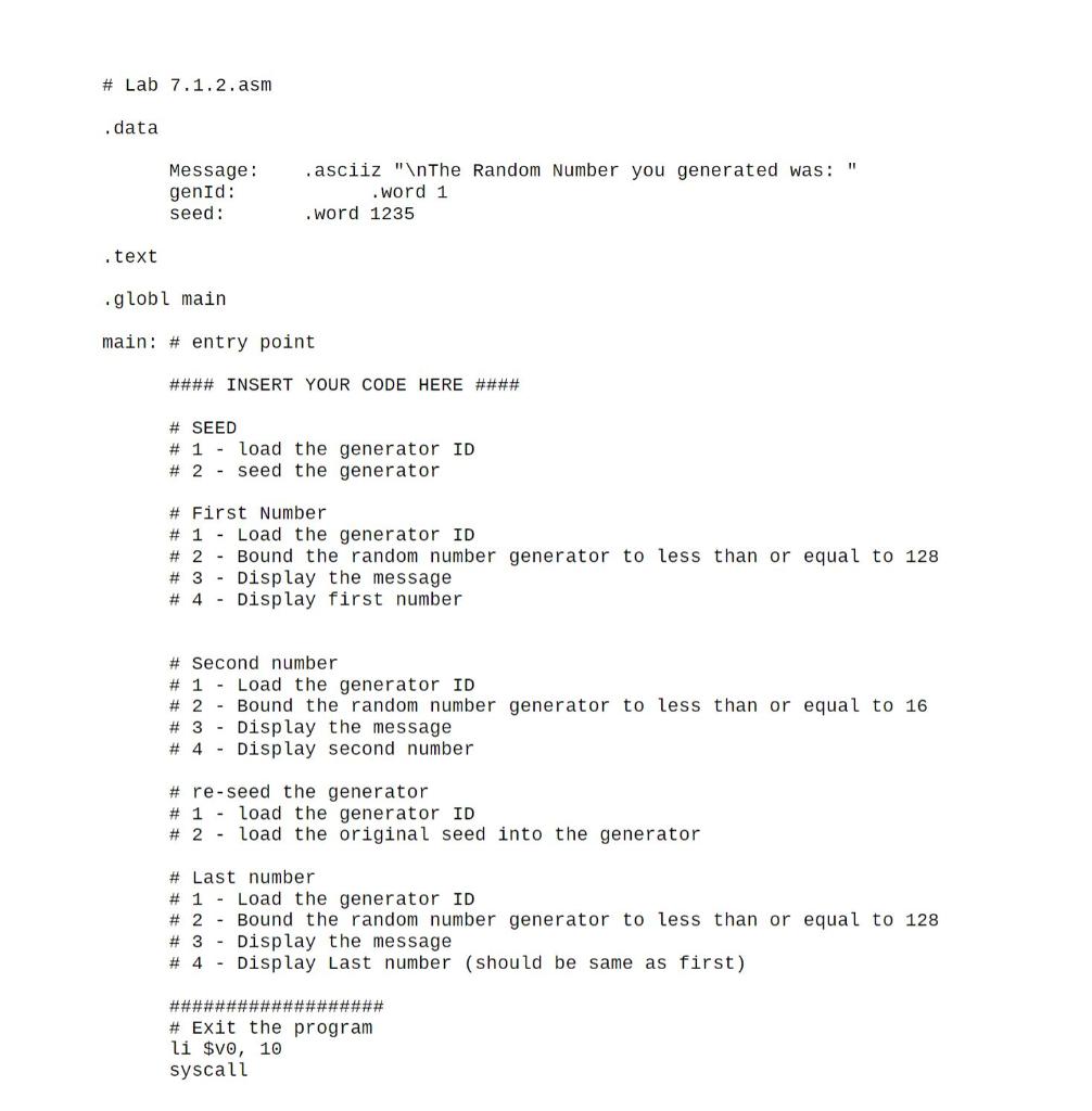 Solved A Write A Asm Program To Generate A Random Number 9625