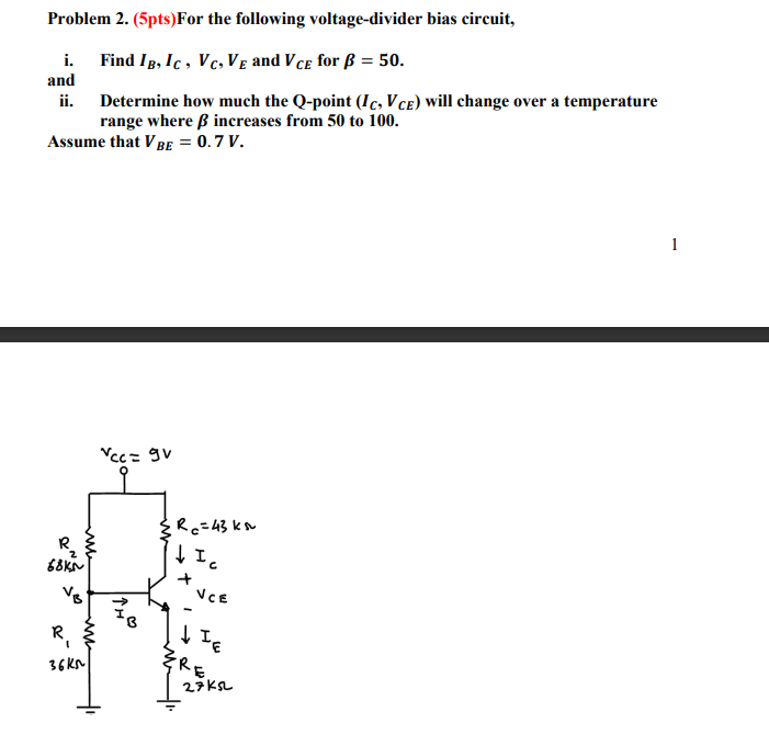 Solved Problem 2. (5pts)For the following voltage-divider | Chegg.com