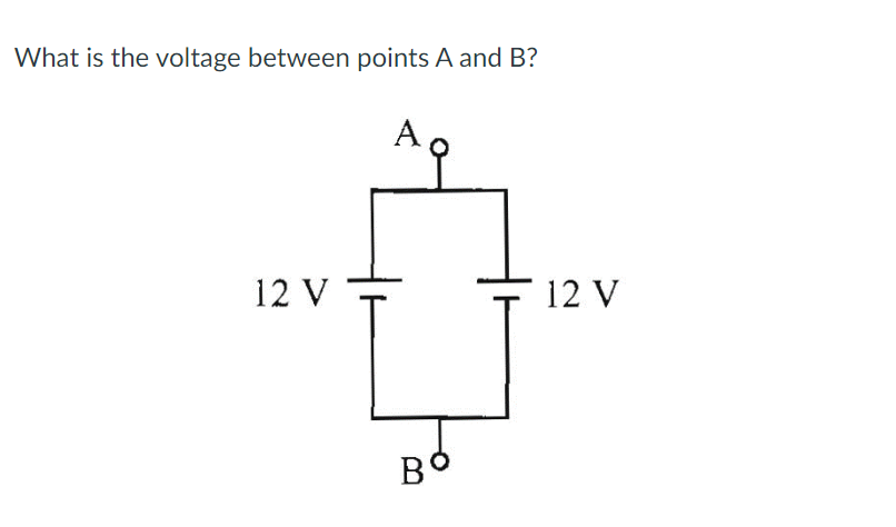 Solved What is the voltage between points A and B? 12 V 12 V | Chegg.com