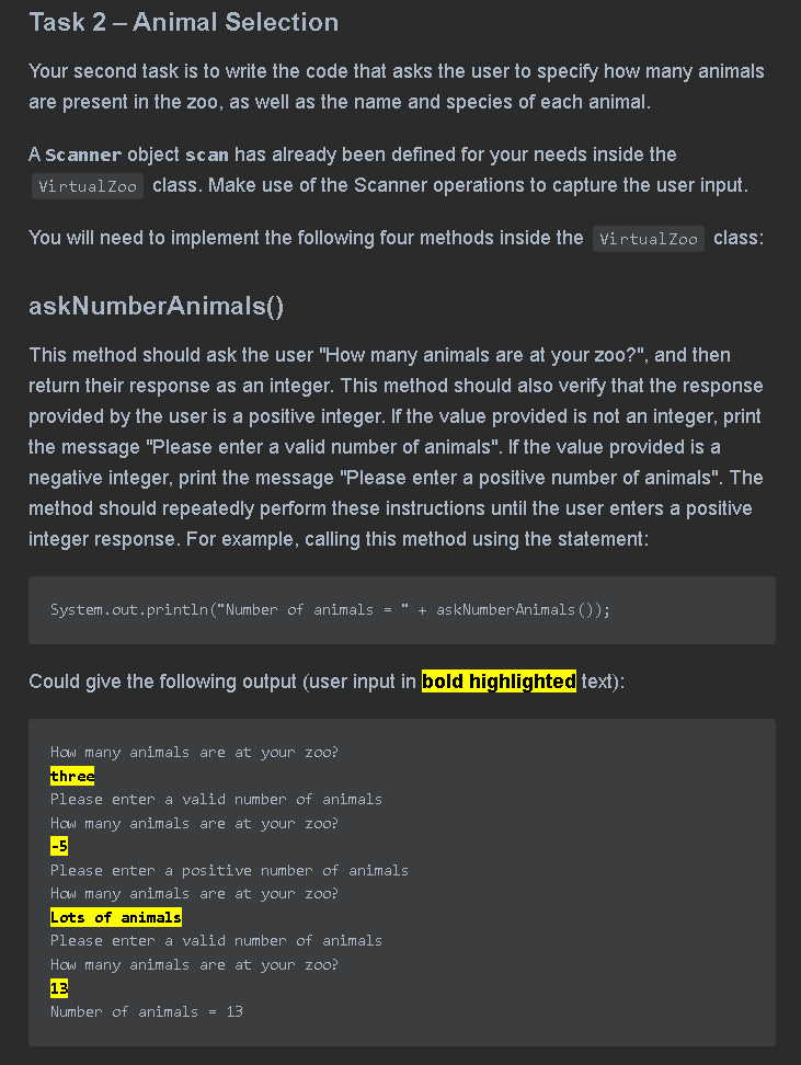 Solved Task 1 - Animal Class Take some time to read through | Chegg.com