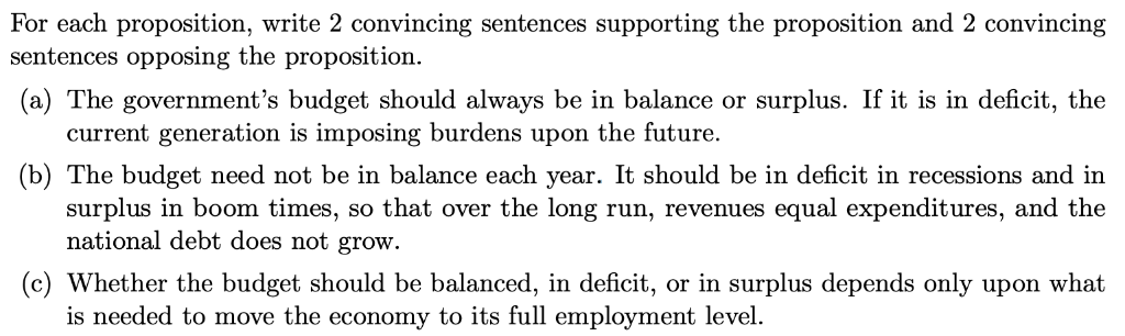 Solved For each proposition, write 2 convincing sentences | Chegg.com