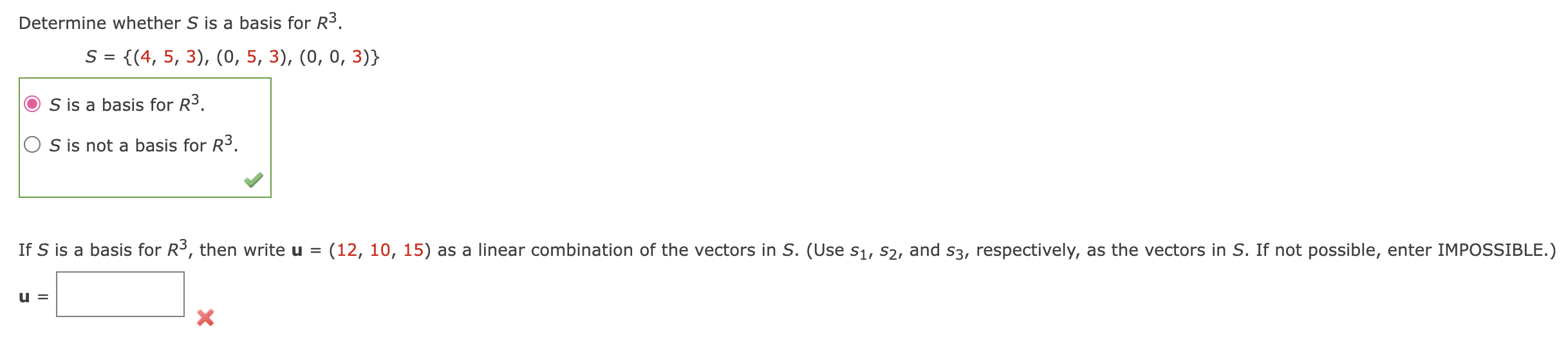 Solved Determine whether S is a basis for R3. | Chegg.com