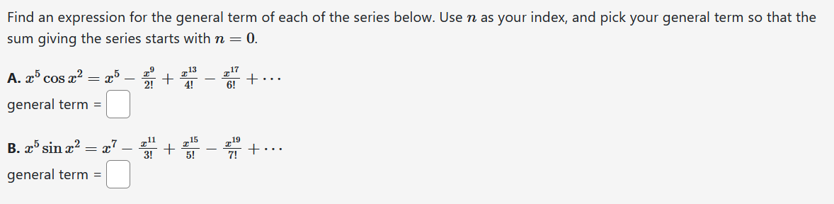 Solved Find an expression for the general term of each of | Chegg.com