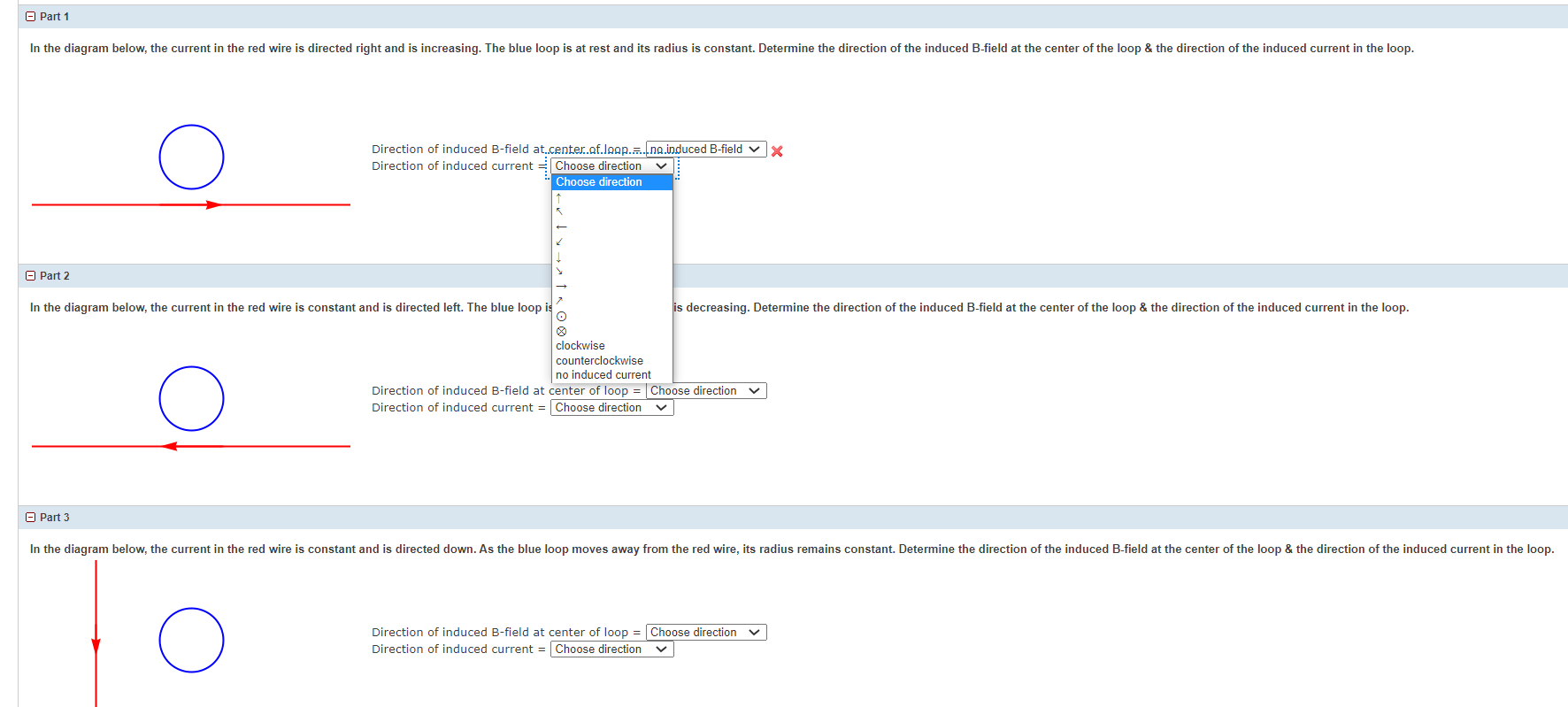 Solved All 3 parts are all part of 1 question drop down box | Chegg.com