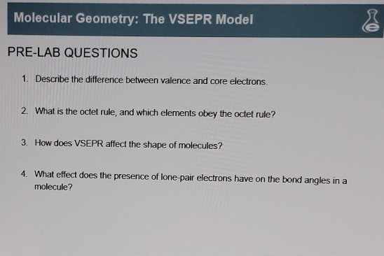 Solved Molecular Geometry: The VSEPR Model PRE-LAB QUESTIONS | Chegg.com