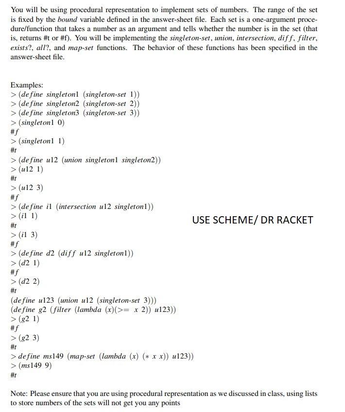 You will be using procedural representation to | Chegg.com