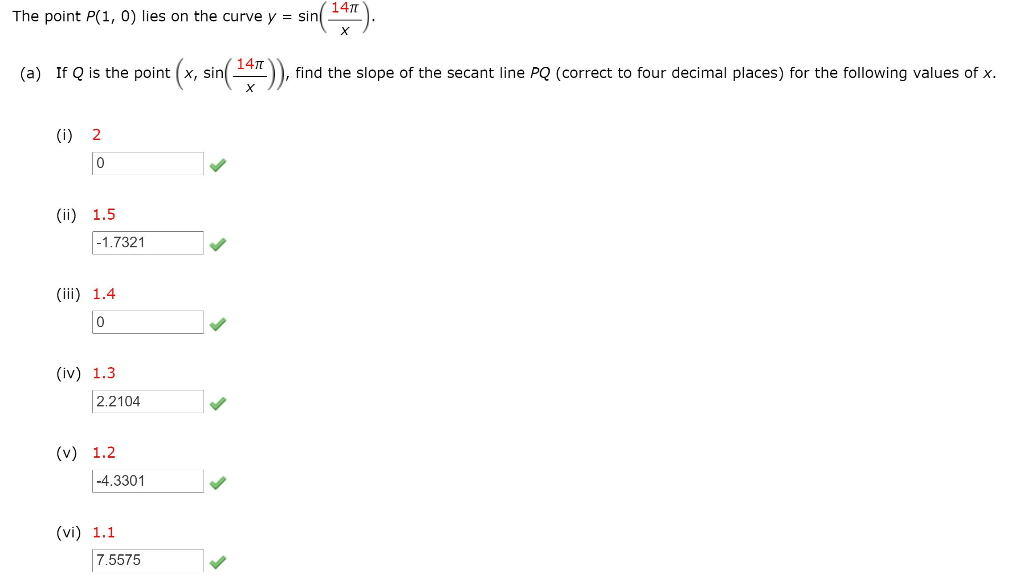 Solved 1470 The point P(1, 0) lies on the curve y = sin х | Chegg.com