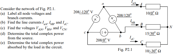 Solved 208/-120° v 208/120° 10/0°32 x * bB B Consider the | Chegg.com