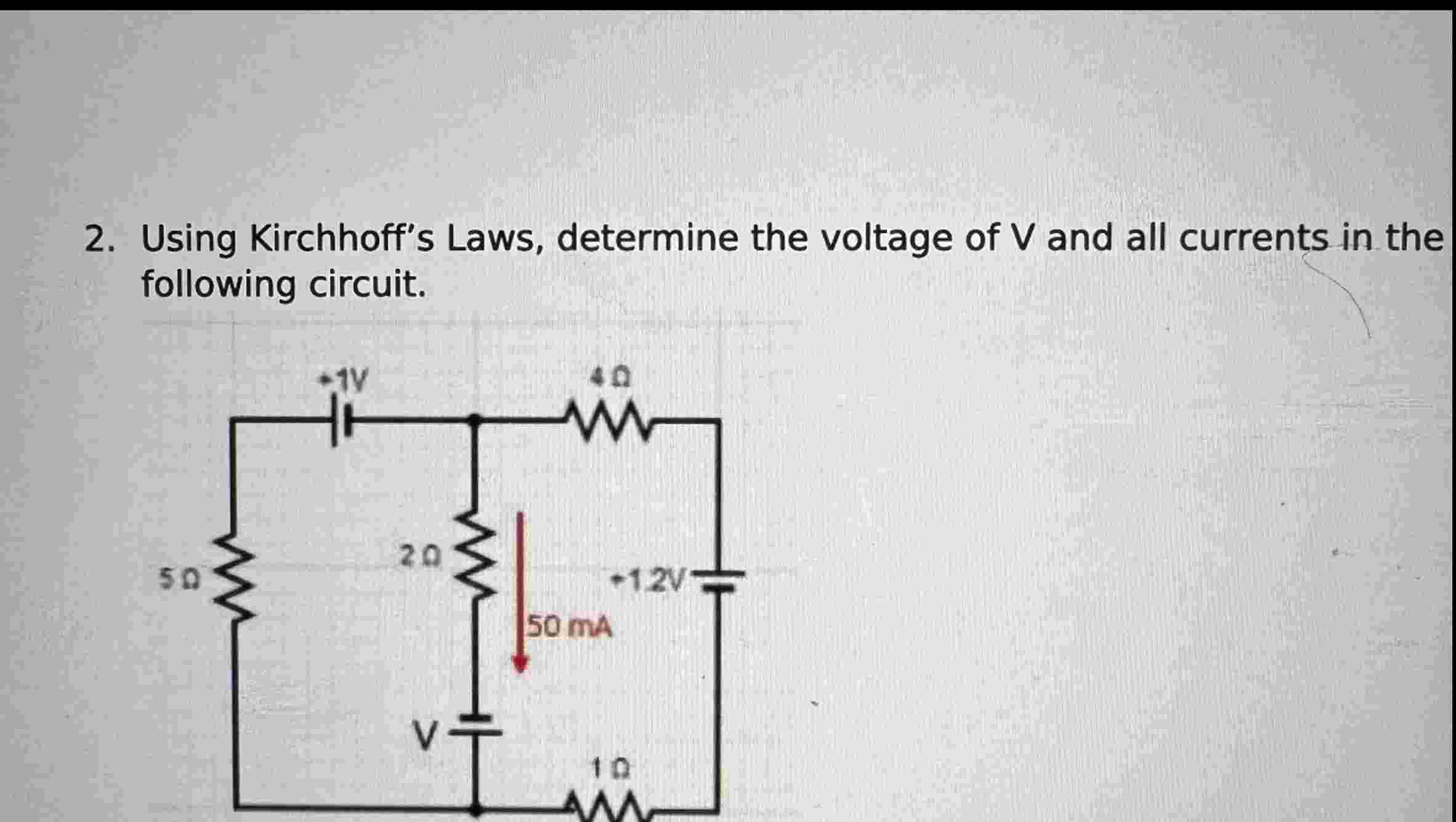 Solved 2. ﻿Using Kirchhoff's Laws, determine the voltage of | Chegg.com