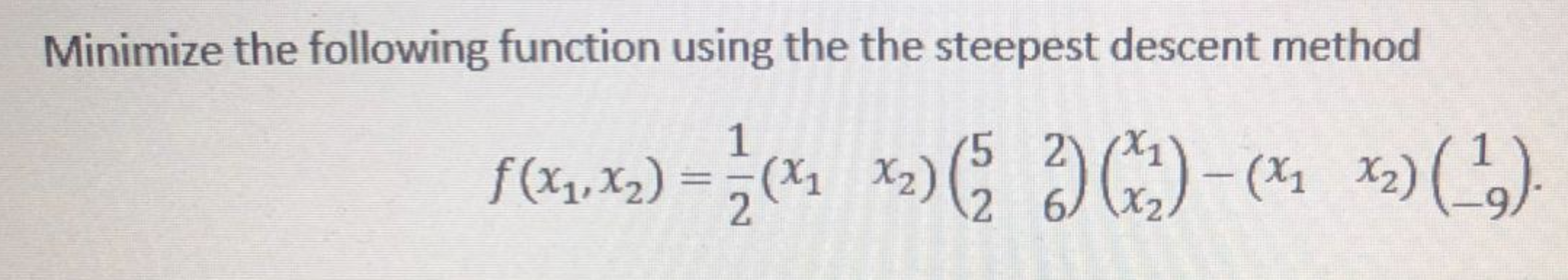 Solved Minimize the following function using the the | Chegg.com