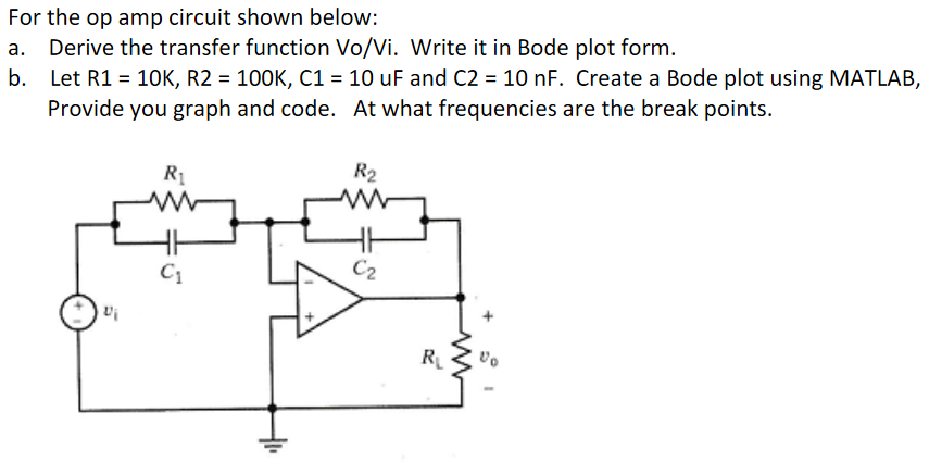 Solved For the op amp circuit shown below: Derive the | Chegg.com