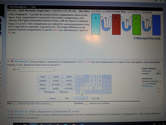 Solved Class Management Help Hw #13: Fluid Mechanics Begin | Chegg.com