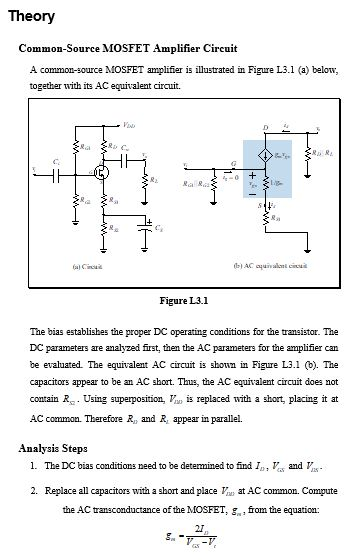 Solved Theory Common-Source MOSFET Amplifier Circuit A | Chegg.com