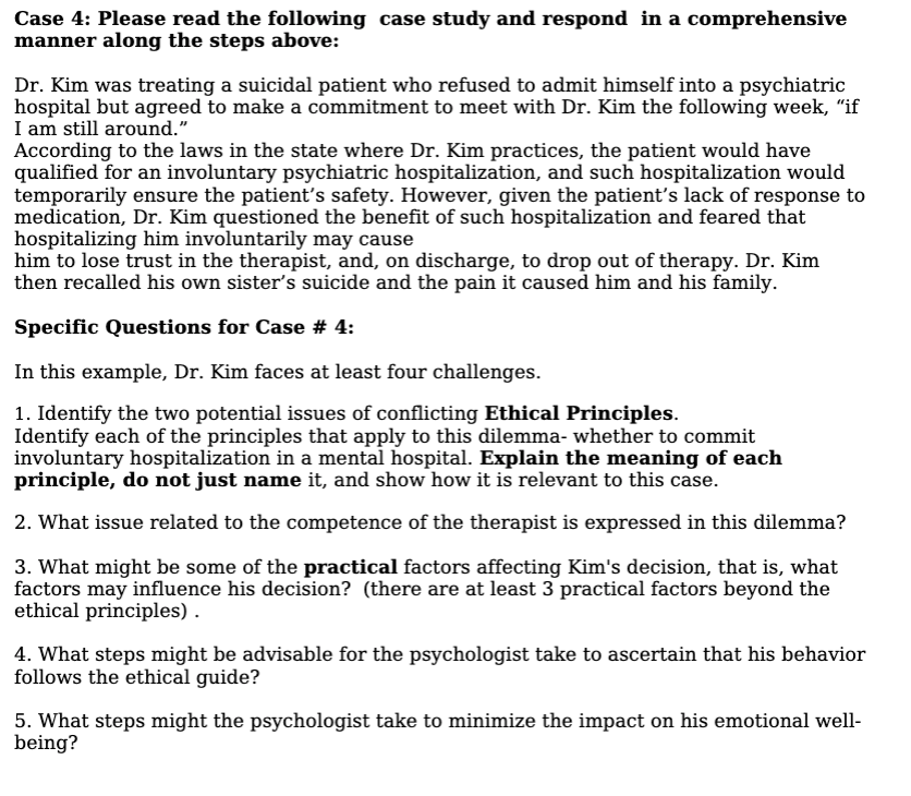 Solved Case 4: Please read the following case study and | Chegg.com