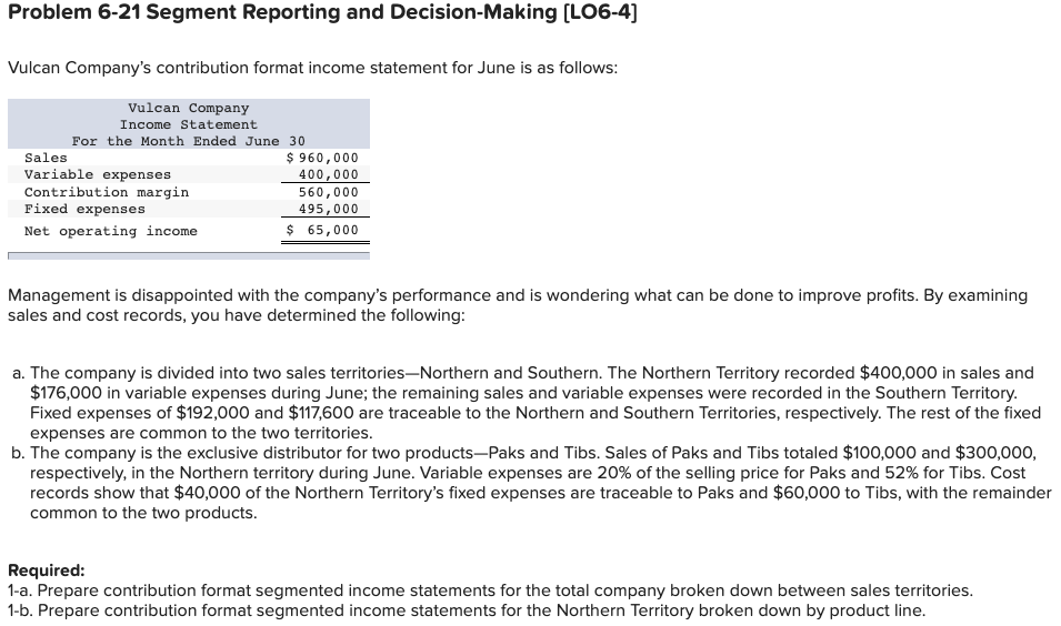 Solved Problem 6-21 Segment Reporting and Decision-Making | Chegg.com