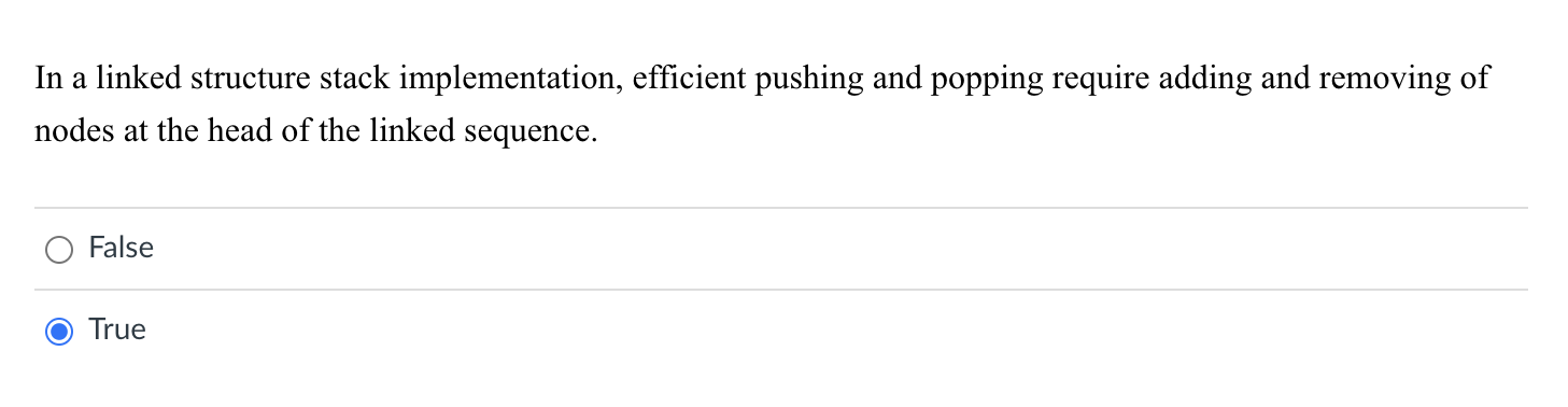 Solved In A Linked Structure Stack Implementation Efficient 3807