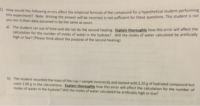 Solved How would the following errors affect the empirical | Chegg.com