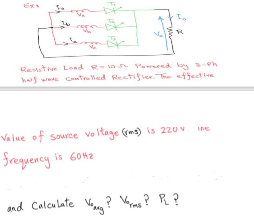 Solved EX Ia EX I. 16 R. Vc Resistive load R=102 Powered by | Chegg.com