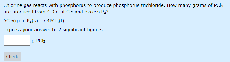 Solved Chlorine gas reacts with phosphorus to produce | Chegg.com