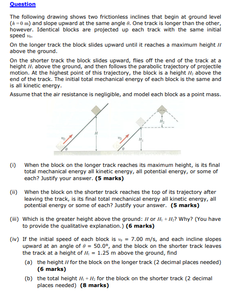 Solved The following drawing shows two frictionless inclines | Chegg.com