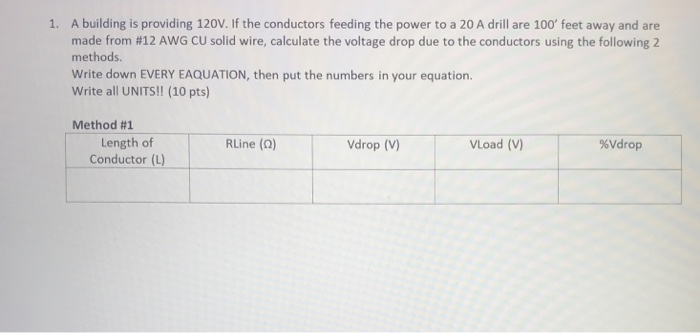 Solved 1. A building is providing 120V. If the conductors | Chegg.com