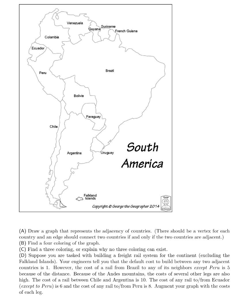 PROBLEM 2 The following is a map of South America. | Chegg.com