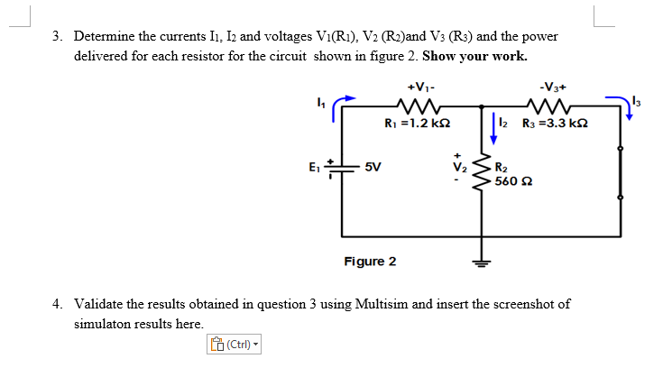 Solved Determine the currents I1,I2 ﻿and voltages | Chegg.com