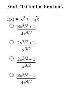 Solved Find f′′(x) for the function. | Chegg.com