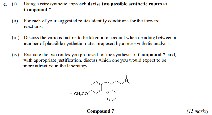 Solved c. (i) Using a retrosynthetic approach devise two | Chegg.com