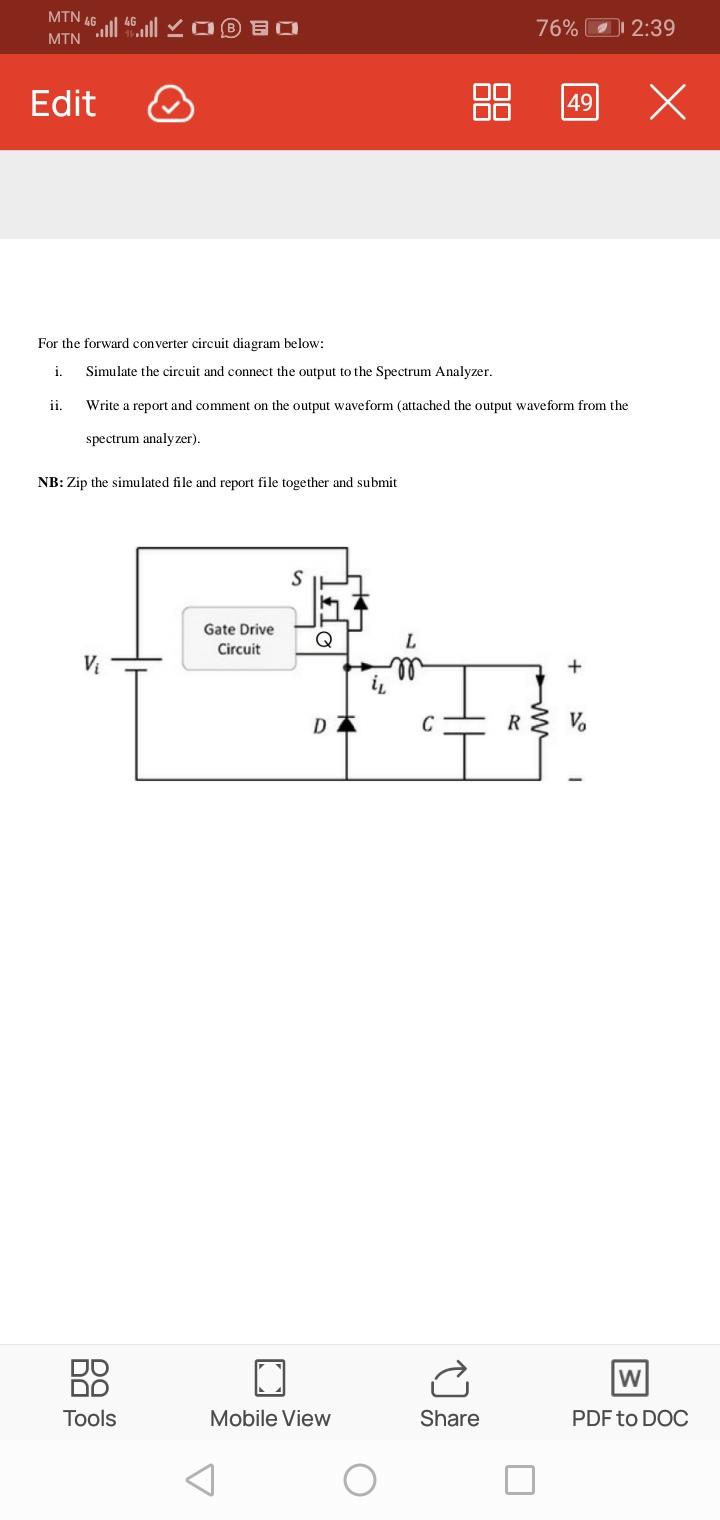 Solved For the forward converter circuit diagram below: i. | Chegg.com