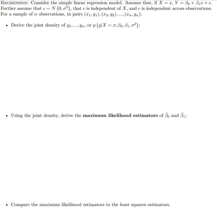 Solved REGRESSION: Consider the simple linear regression | Chegg.com