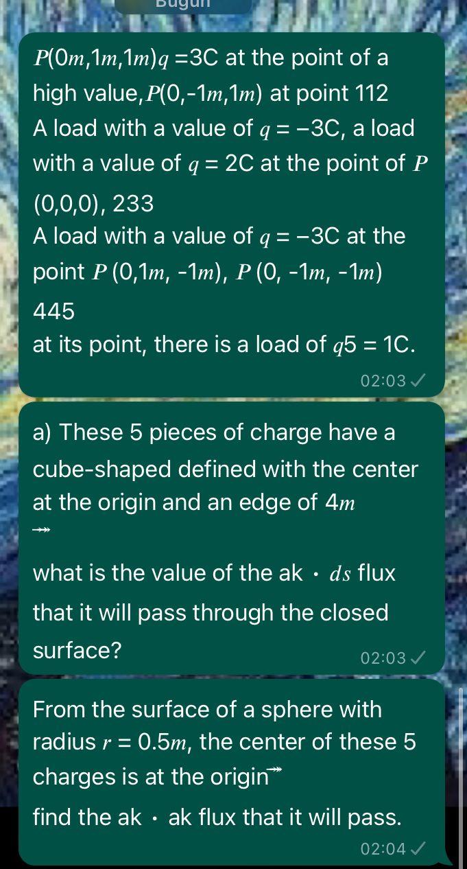 Solved P(0m,1m,1m)q=3C at the point of a high value, | Chegg.com